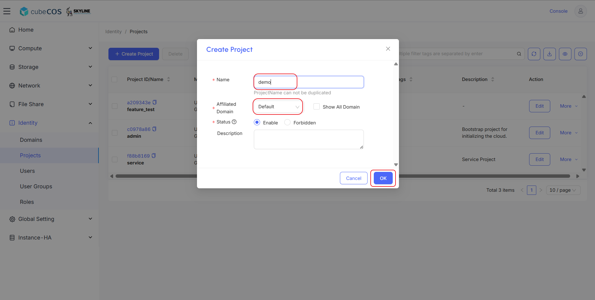 Create A Project Welcome To The Bigstack Cube Platform Documentation 2311